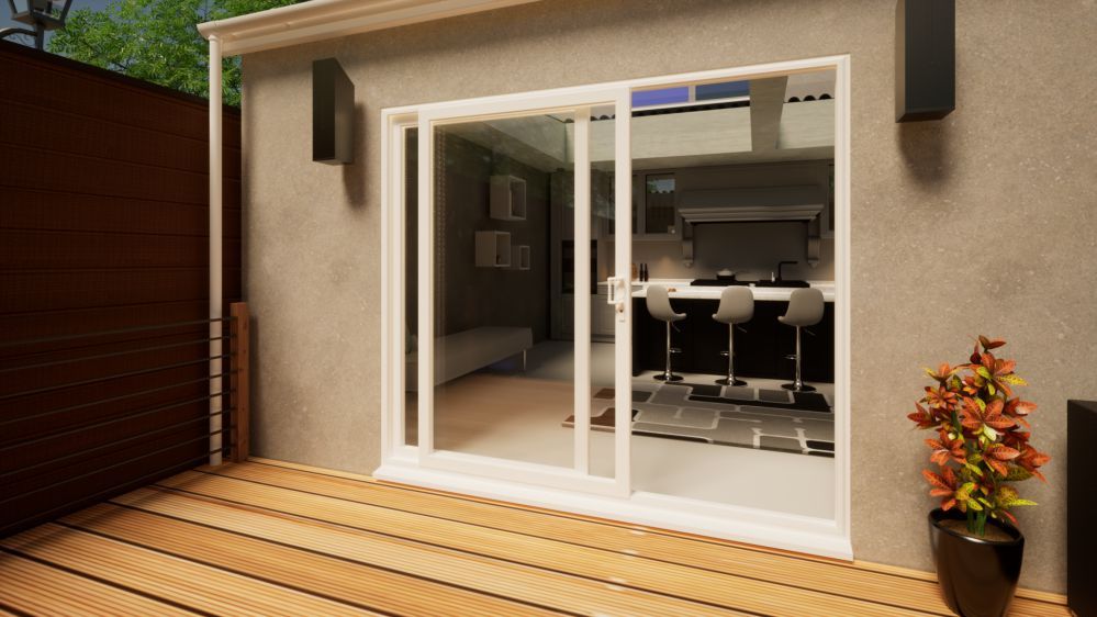 PVC Sliding Door - 2400mm White - Right Hand Slide & Left Hand Fixed