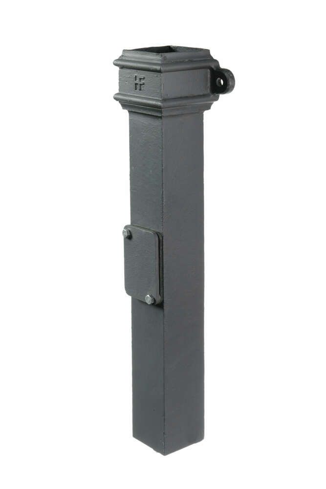 Cast Iron Square Downpipe Eared Access Pipe - 100mm Primed