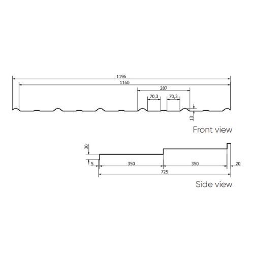 Galeco Brosa Modular Flat Metal Roof Tile - 1196mm x 725mm Dark ...